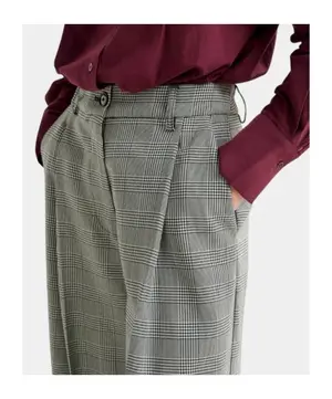 Essentiel Antwerp Checkered Wide-leg Trousers