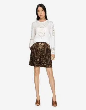Dolce & Gabbana Leopard Print High-waisted Shorts - Black