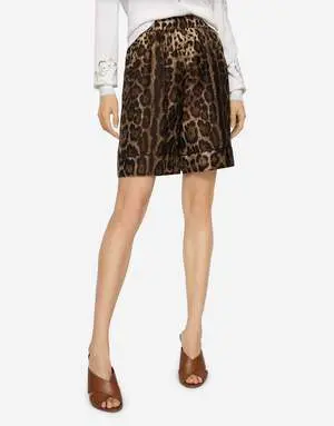 Dolce & Gabbana Leopard Print High-waisted Shorts - Black
