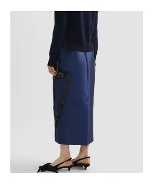 Erdem Sequined Floral Pencil Midi Skirt