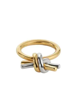 Bottega Veneta Knot Ring In Sterling Silver - Silver/yellow Gold