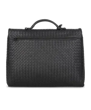 Bottega Veneta Woven Briefcase - Black
