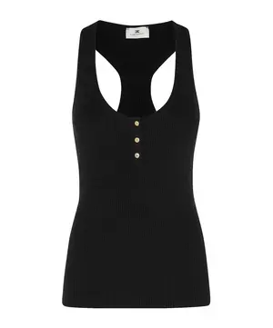 Elisabetta Franchi Micro-braided Knit Top With Button Detail
