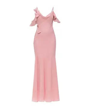 SELF-PORTRAIT Georgette Maxi Dress With Floral Appliqués