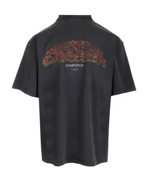 Balenciaga Logo Printed Vintage Crewneck T-shirt