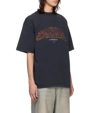Balenciaga Logo Printed Vintage Crewneck T-shirt