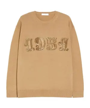 Max Mara Crewneck Jumper With Embellished Logo