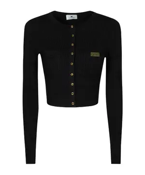 Elisabetta Franchi Micro-braided Knit Cardigan - Black