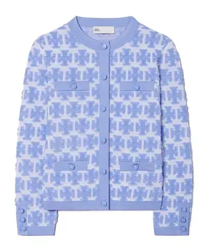 Tory Burch Double T-monogram Knitted Cardigan - Blue