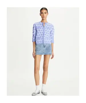 Tory Burch Double T-monogram Knitted Cardigan - Blue