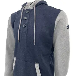 Emporio Armani Hooded Long Sleeve Sweater With Button Detail