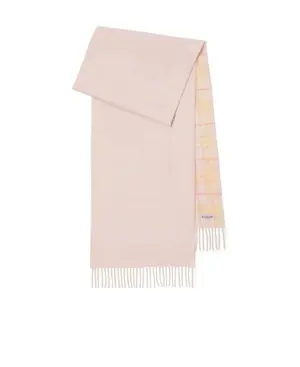 Burberry Logo-patch Fringed-edge Reversible Scarf - Pink