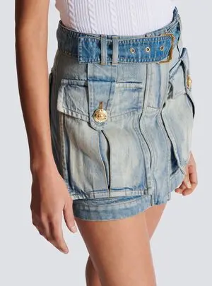 Balmain Denim Skirt With Pockets
