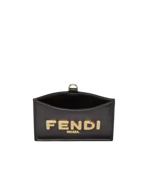 Fendi Leather Name Badge With Gold Chain