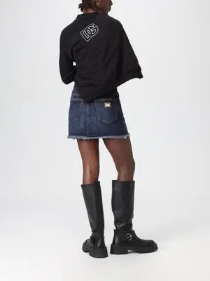Dolce & Gabbana Frayed Hem Mini Denim Skirt