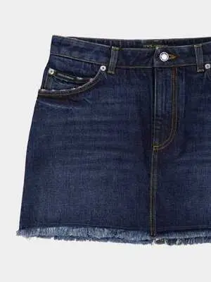 Dolce & Gabbana Frayed Hem Mini Denim Skirt