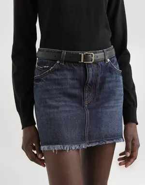Dolce & Gabbana Frayed Hem Mini Denim Skirt