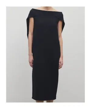 THE ROW Off-the-shoulder Midi Dress With Pleated Back
