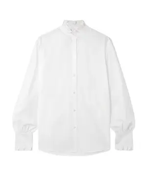 Valentino Garavani Ruffled High-neck Button-up Shirt - White