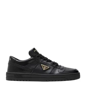Prada Downtown Round-toe Perforated Sneakers - Black
