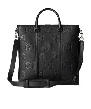 Gucci Embossed Gg Medium Shoulder Bag - Black
