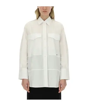 Victoria Beckham Logo Embroidered Cotton Shirt