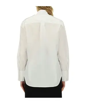 Victoria Beckham Logo Embroidered Cotton Shirt