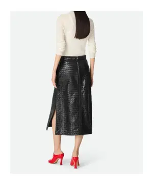 Bottega Veneta Intrecciato Leather Skirt
