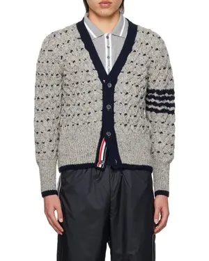 Thom Browne V-neck Knitted Cardigan With Signature Striping