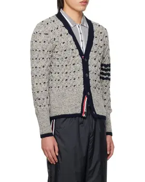 Thom Browne V-neck Knitted Cardigan With Signature Striping