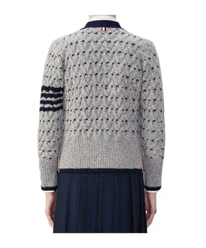 Thom Browne V-neck Knitted Cardigan With Signature Striping