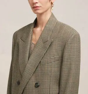 AMI Paris Houndstooth Double-breasted Blazer - Brown