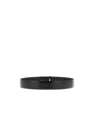 TOM FORD Reversible Crocodile-effect Logo Belt - Black