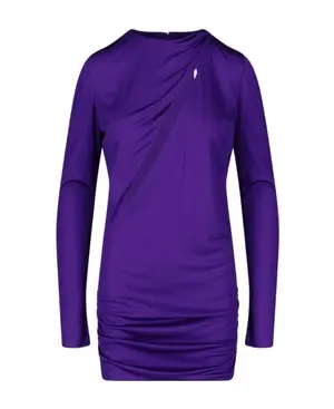 Versace Slash Cut-out Long-sleeved Mini Dress - Purple