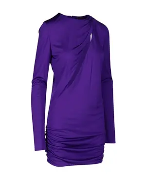 Versace Slash Cut-out Long-sleeved Mini Dress - Purple