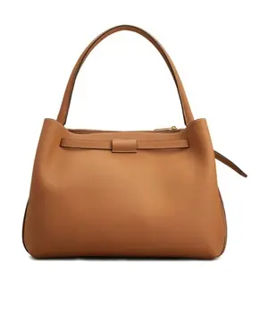 TOD'S T-palque Top Handle Bag In Calfskin Leather - Brown