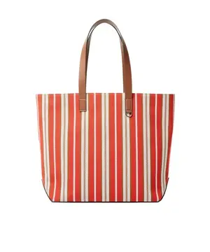 Fendi Logo Printed Striped Medium Tote Bag