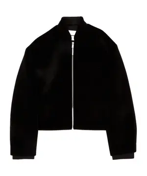 JIL SANDER Cropped Zipped Bomber Jacket - Black