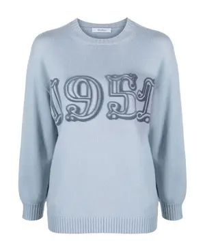 Max Mara Crewneck Long-sleeved Jumper With "1951" Graphic - Blue