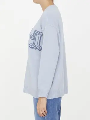 Max Mara Crewneck Long-sleeved Jumper With "1951" Graphic - Blue