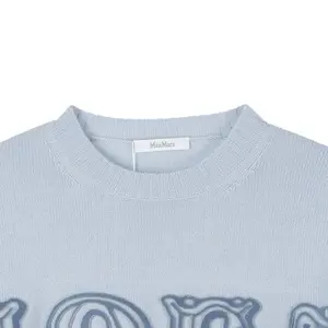 Max Mara Crewneck Long-sleeved Jumper With "1951" Graphic - Light Blue