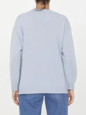 Max Mara Crewneck Long-sleeved Jumper With "1951" Graphic - Light Blue