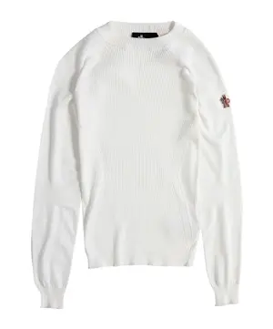 Moncler Ribbed Crewneck Knitted Jumper - White