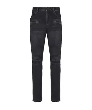 Balmain Vintage Denim Biker Jeans - Black