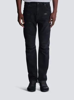 Balmain Vintage Denim Biker Jeans - Black