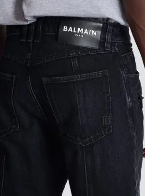 Balmain Vintage Denim Biker Jeans - Black