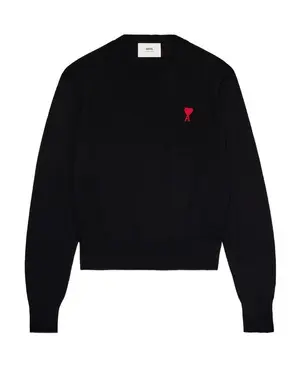 AMI Paris De Coeur Embroidered Knitted Jumper - Black