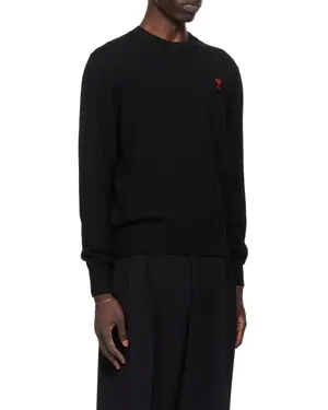 AMI Paris De Coeur Embroidered Knitted Jumper - Black