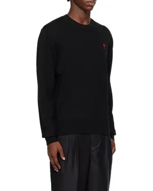 AMI Paris De Coeur Embroidered Knitted Jumper - Black