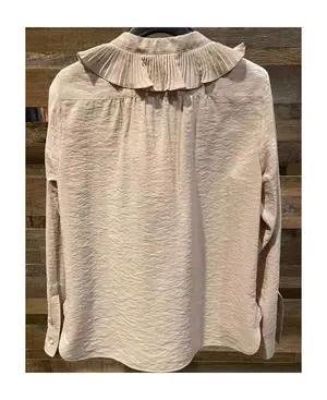 Max Mara Washed Poplin Shirt With V-neck And Pleats